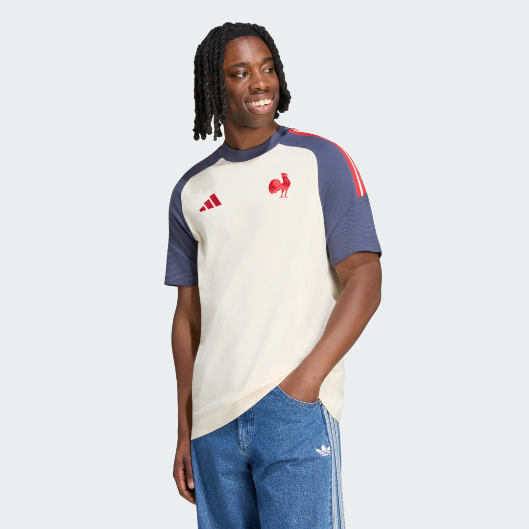 ADIDAS france rugby cotton tee cream white m